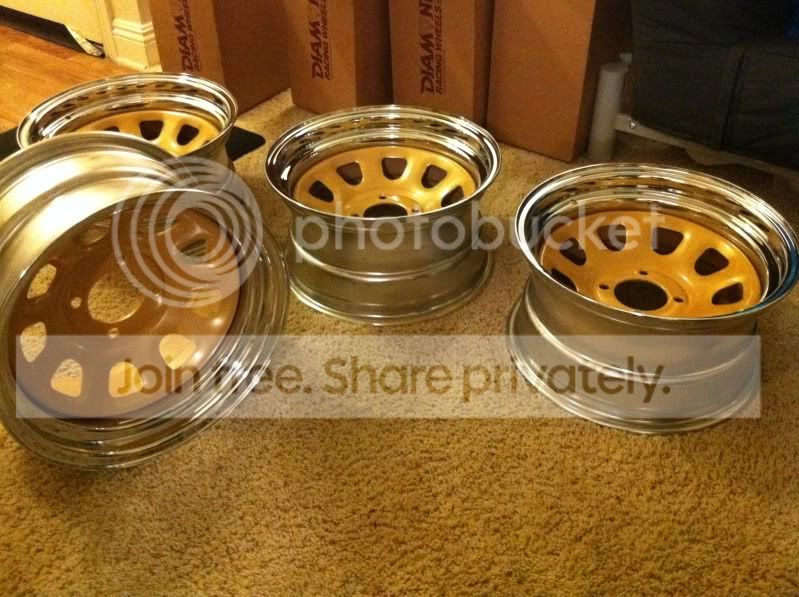 CA: FS Gold/chrome Diamond Racing wheels 15''x8'' 4x114 -12mm with new ...